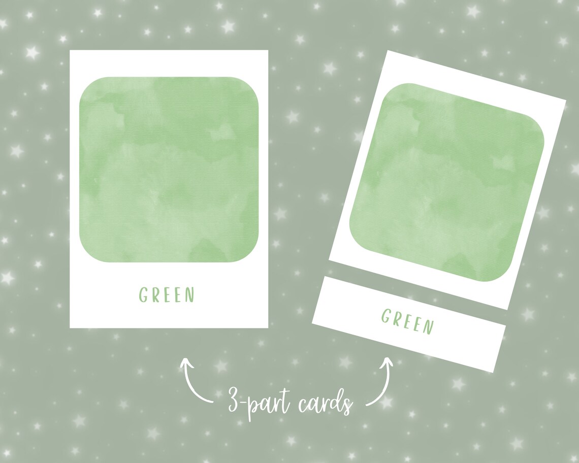 10 Colors Flashcards 3 Part Cards Ready to Print - Etsy