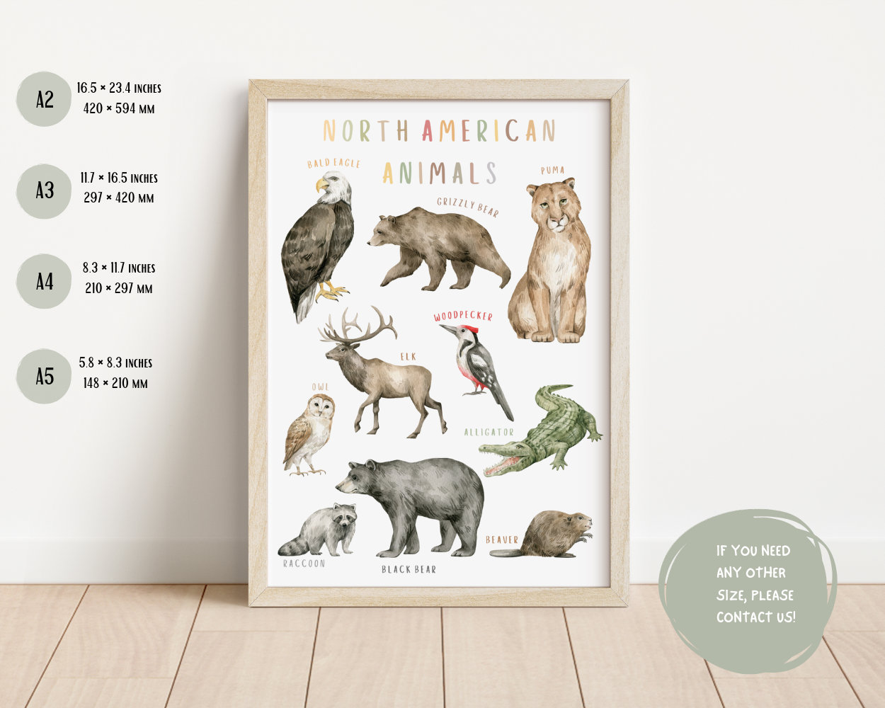 North American Animals Poster Educational Poster Classroom Decor ...