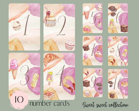 Sweet Sweet Numbers Number Flashcards Learning Numbers - Etsy