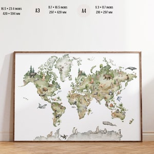 Kids World Map | Playroom Wall Art | Homeschool Decor | Classroom Decor ...