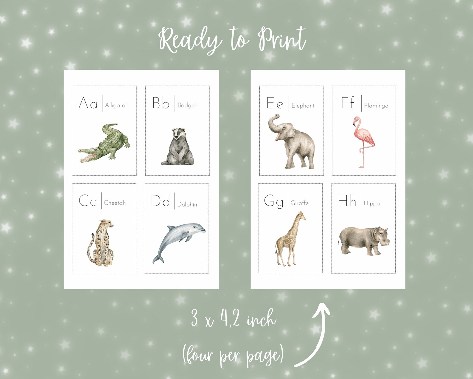 26 Animal Flash Cards Alphabet Flashcards Toddler - Etsy