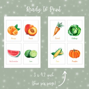 30 Fruit and Vegetable Flashcards | Fruits Poster | Vegetables Poster ...