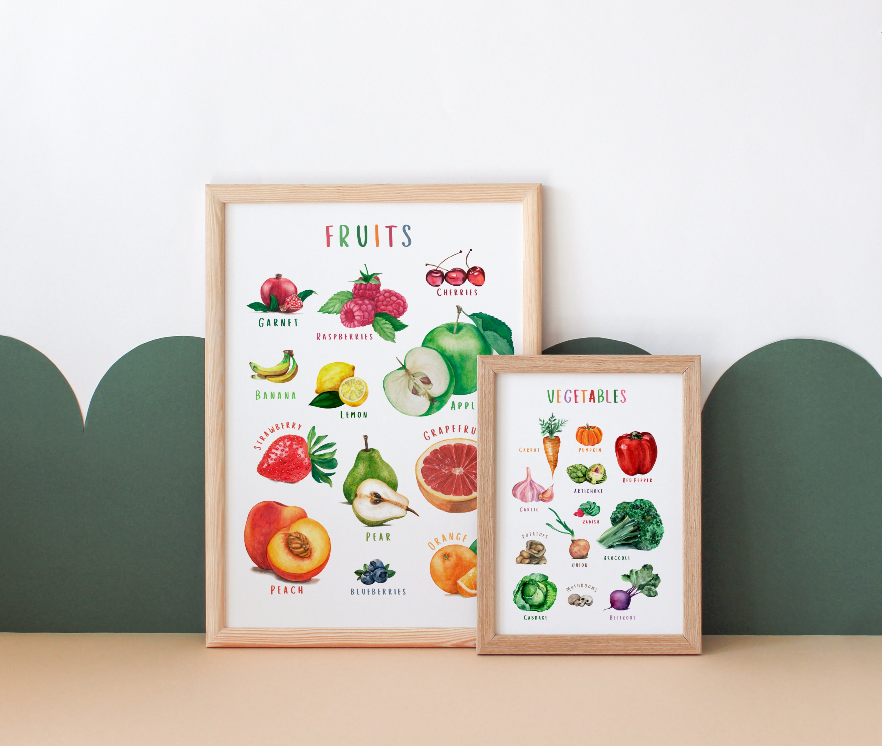 Set of 2 Educational Posters Fruits Poster Vegetables - Etsy