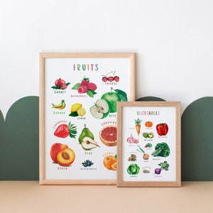 30 Fruit and Vegetable Flashcards | Fruits Poster | Vegetables Poster ...