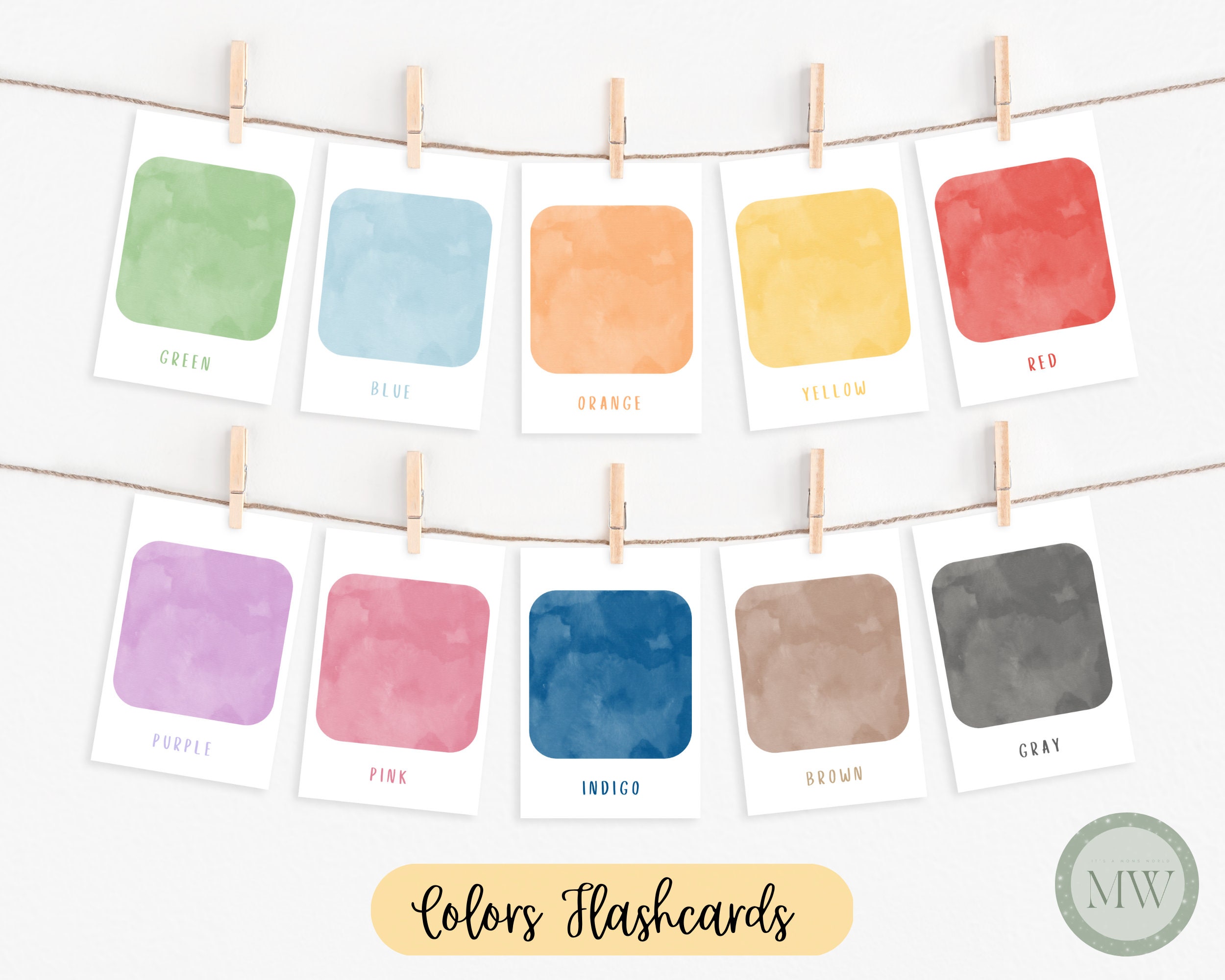 10 Colors Flashcards 3 Part Cards Ready to Print - Etsy