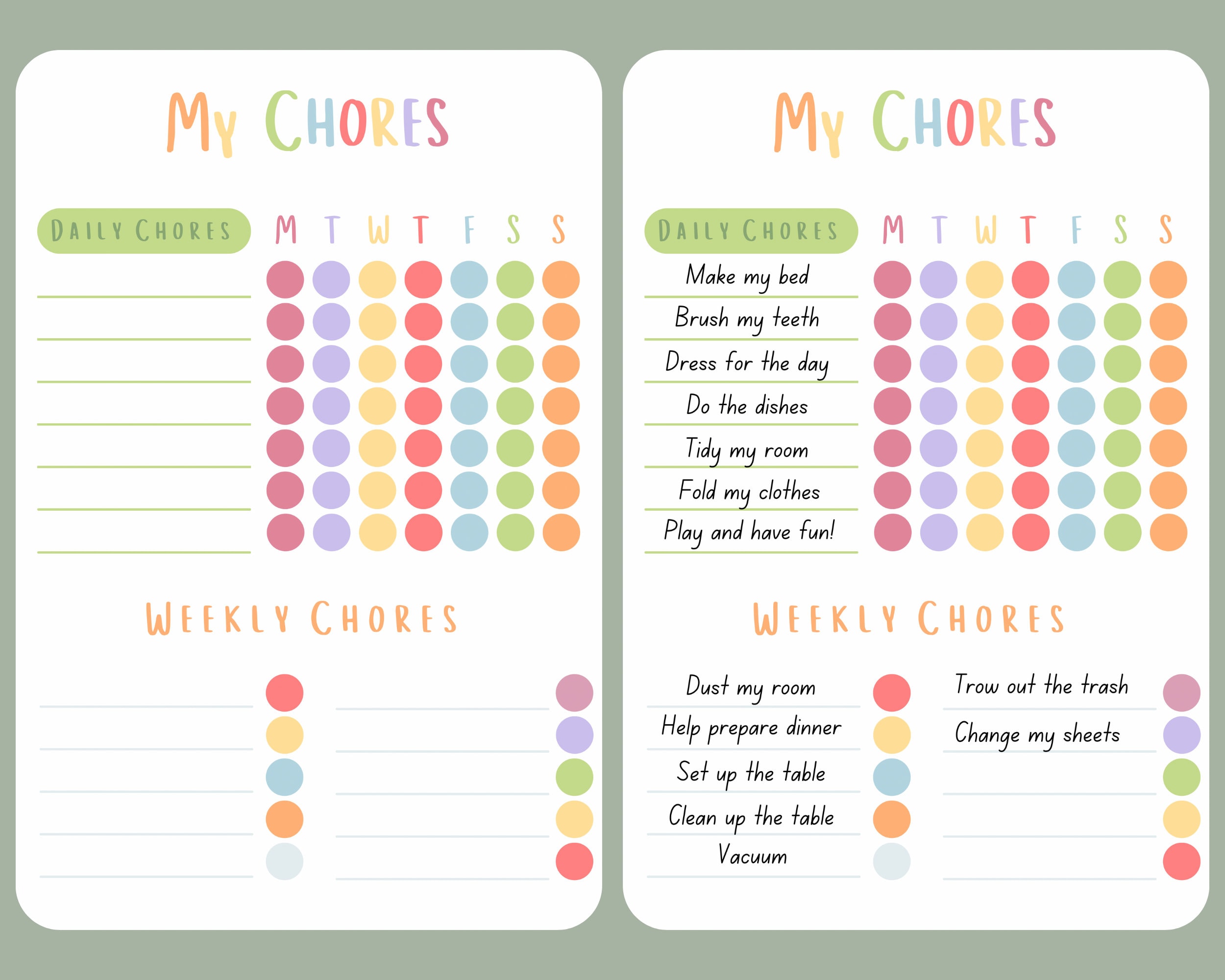 Kids Chore Chart Editable Kids Chore Chart Printable Chore Chart for ...