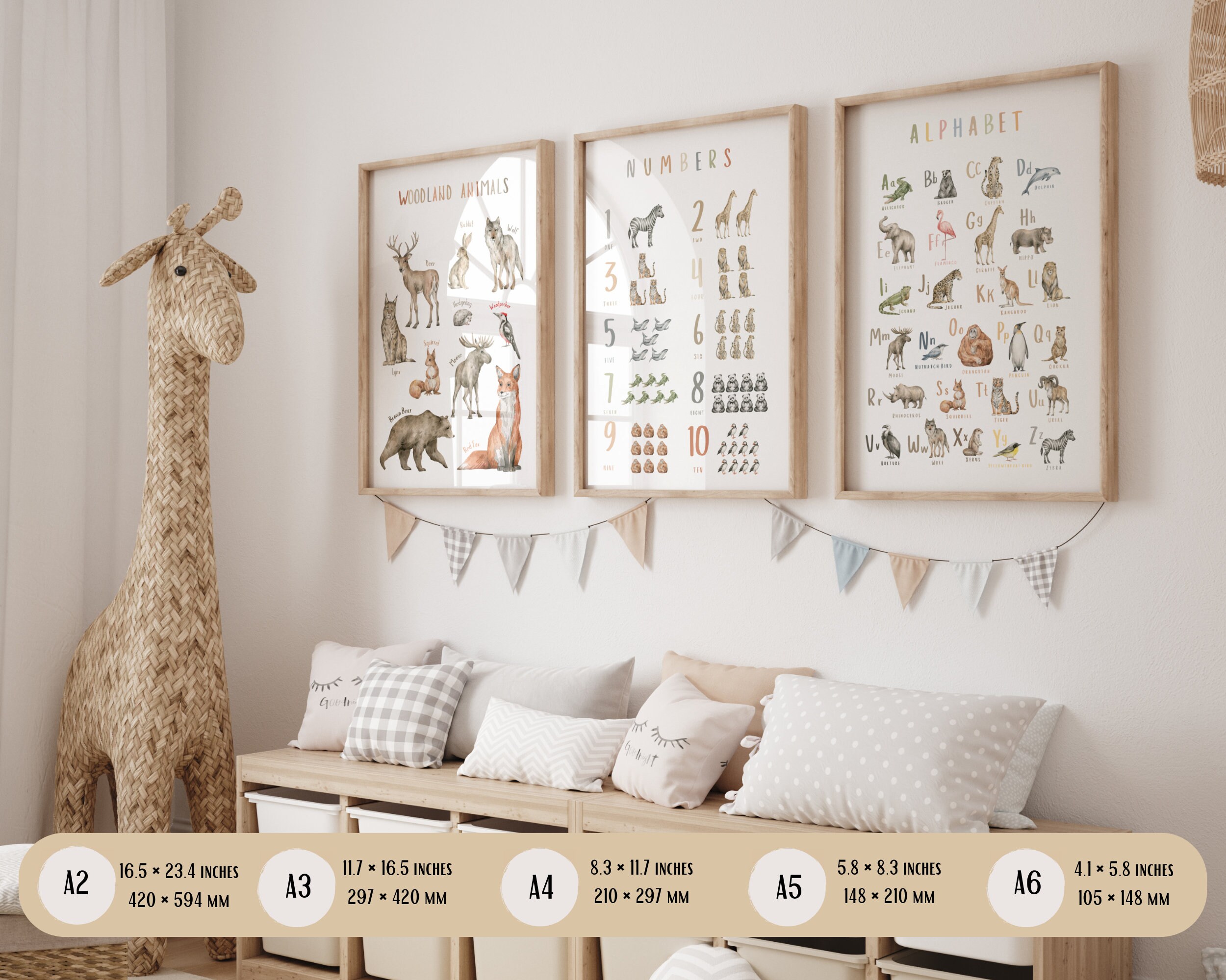 Set of 3 Educational Posters ABC Poster Alphabet Poster - Etsy