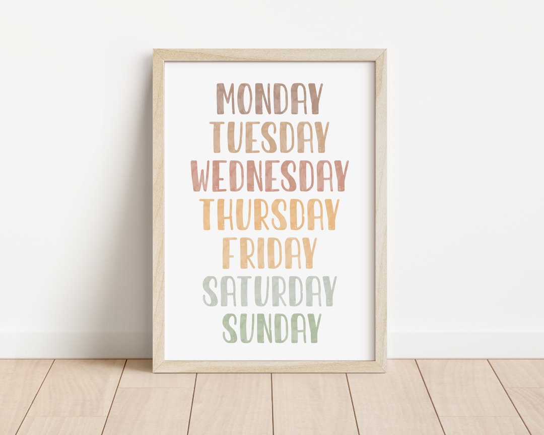 Days of the Week Poster | Educational Posters | Playroom Wall Art ...