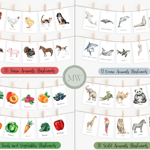 92 Printable Flashcards Animal Flashcards Farm Animal - Etsy