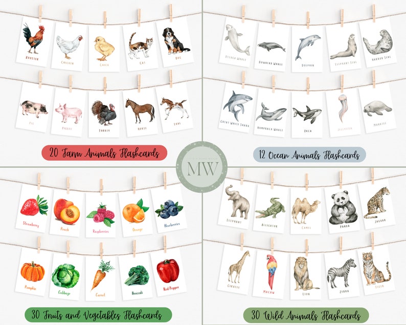 92 Printable Flashcards Animal Flashcards Farm Animal - Etsy