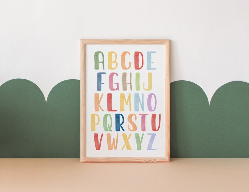 Set of 8 Educational Posters Alphabet Poster ABC Poster Kids Wall Art ...