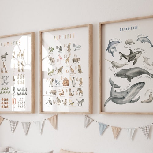 Set of 3 Educational Posters ABC Poster Alphabet Poster - Etsy