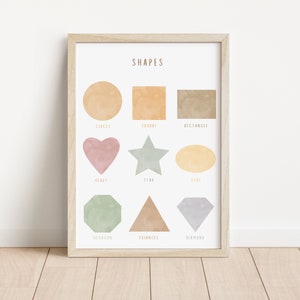 Shapes Poster | Preschool Math Poster | Boho Math Classroom Decor ...