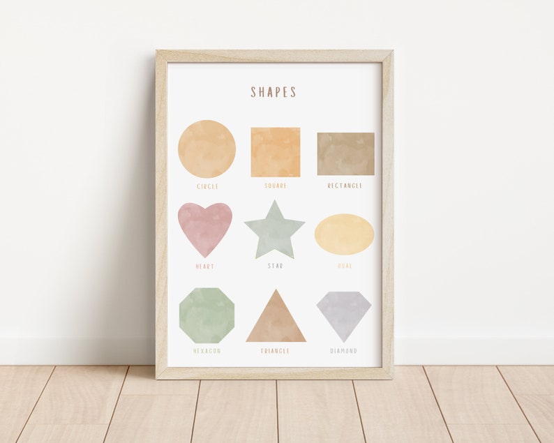 Shapes Poster Preschool Math Poster Boho Math Classroom - Etsy