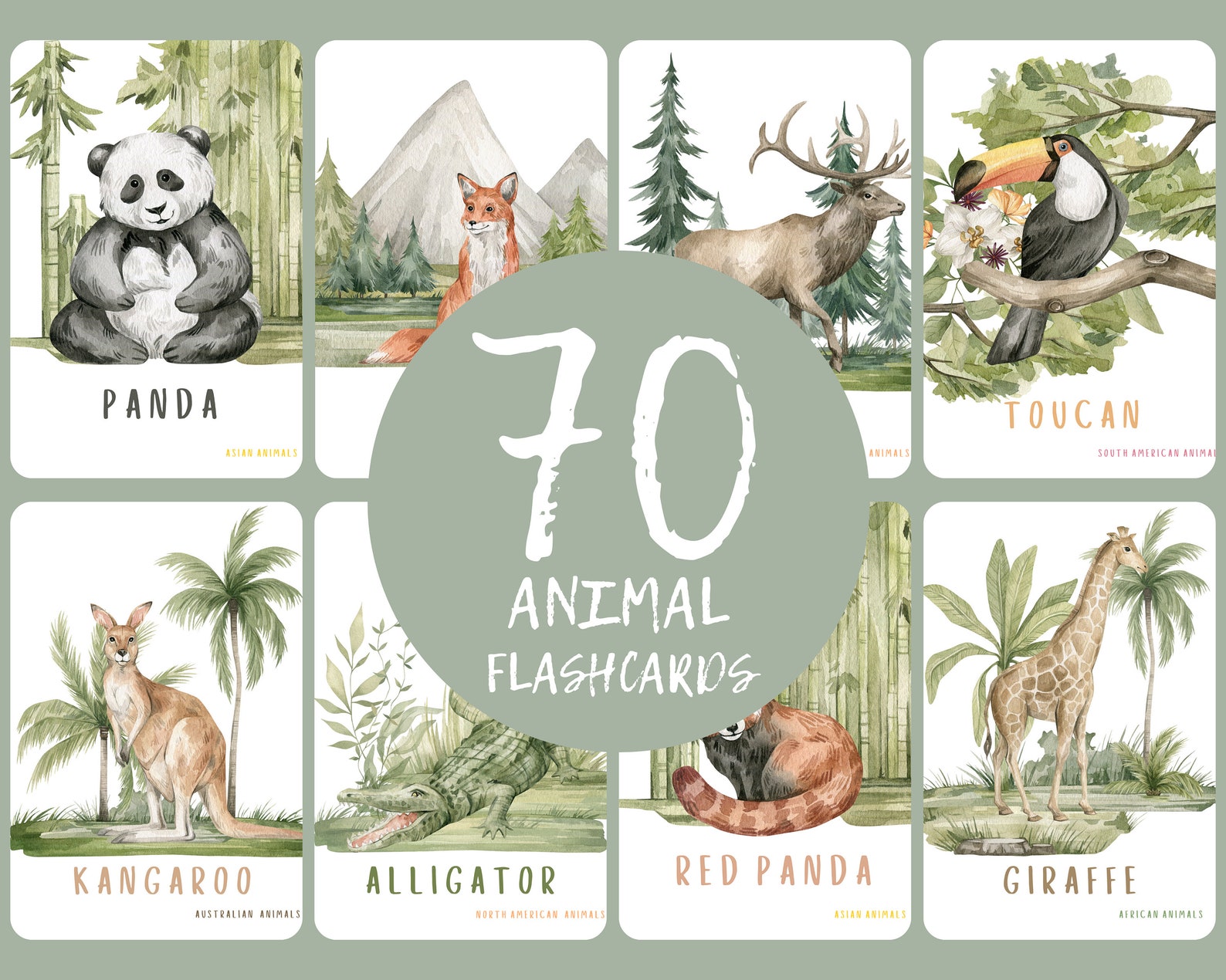 70 Printable Animal Flashcards | Toddler Flashcards | Preschool ...