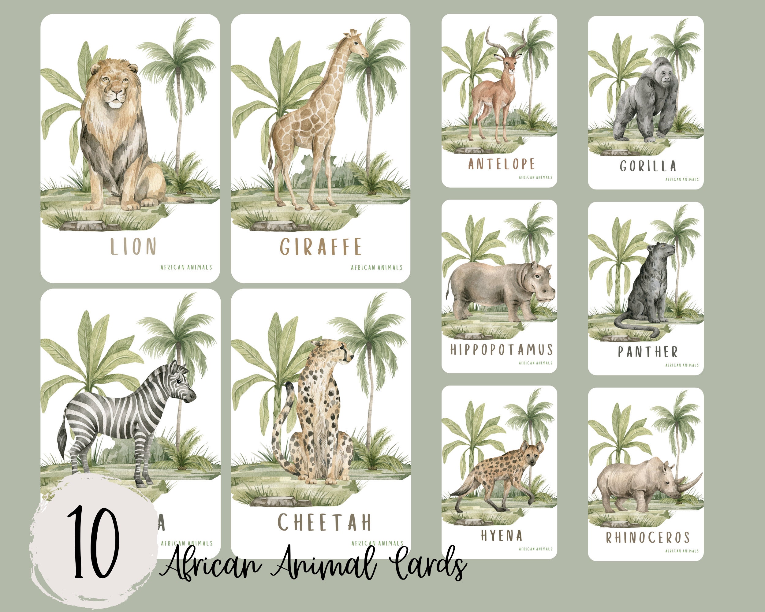 Printable Animal Flashcards Montessori Flashcards Kids - Etsy