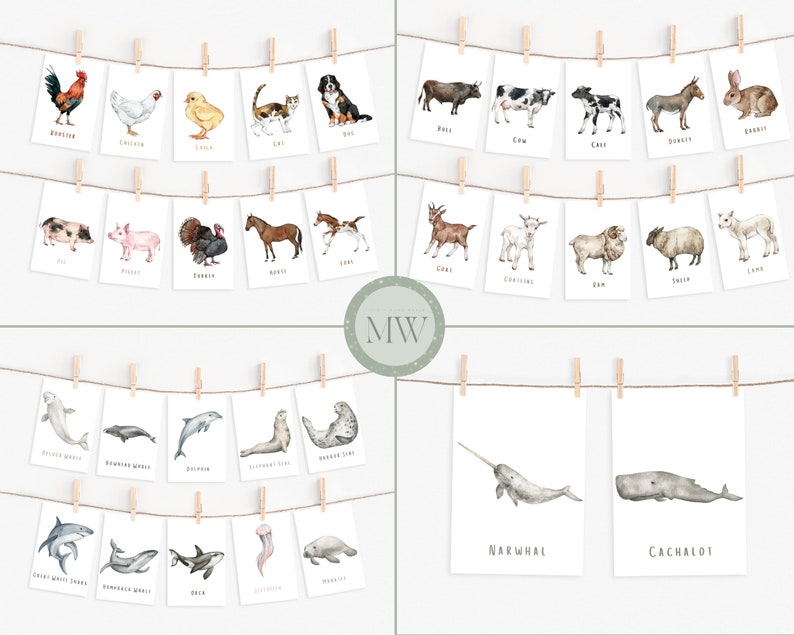 92 Printable Flashcards Animal Flashcards Farm Animal - Etsy