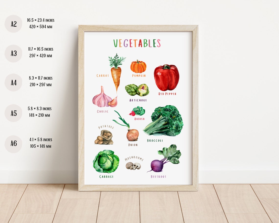 Vegetables Poster Educational Poster Montessori Poster - Etsy
