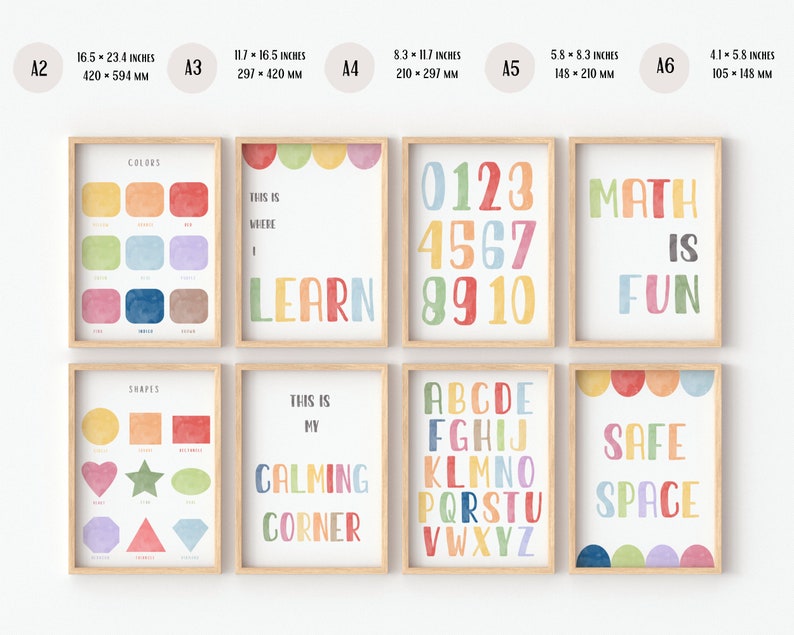 Set of 8 Educational Posters Alphabet Poster ABC Poster - Etsy