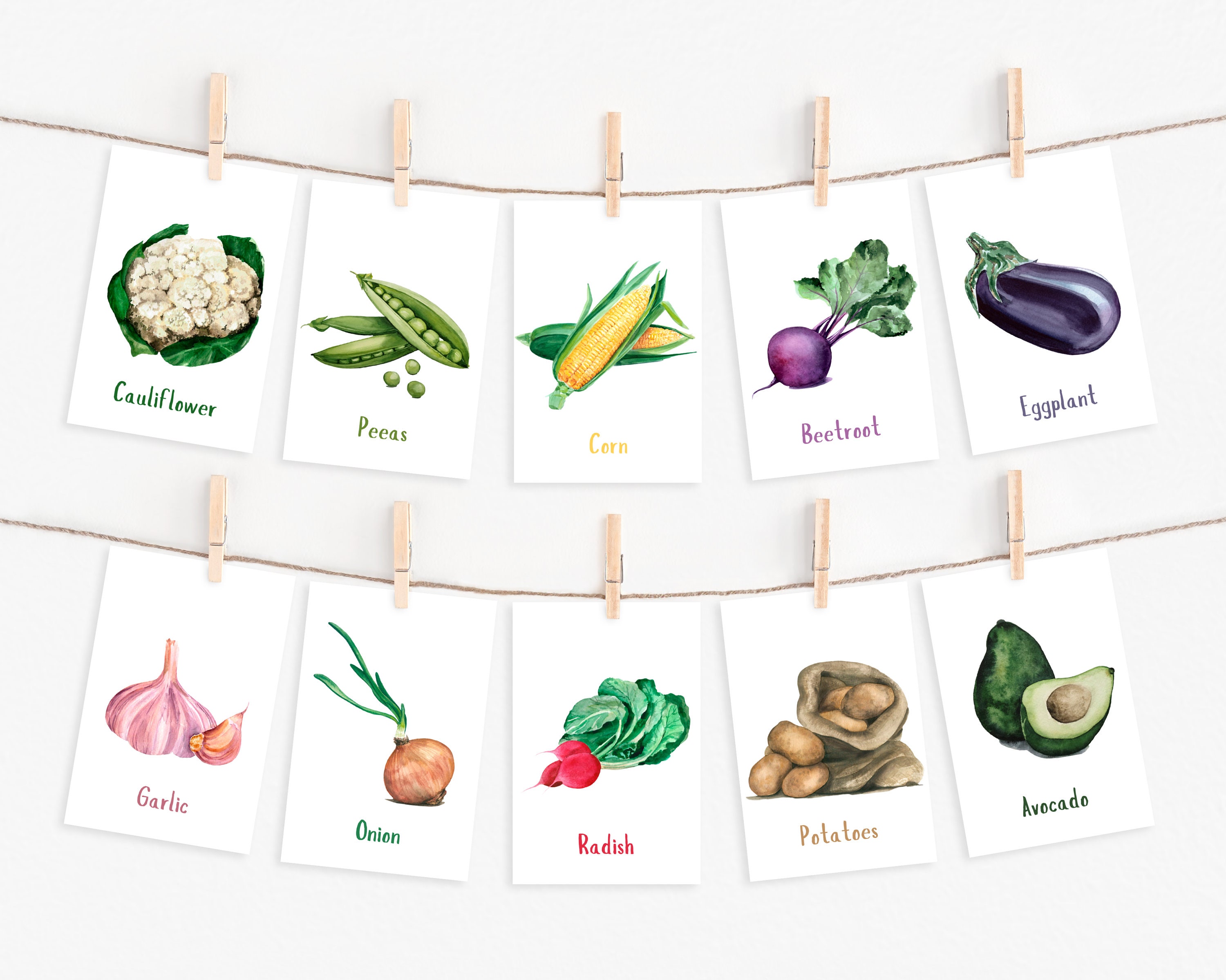 30 Fruit and Vegetable Flashcards Fruit Flashcards Vegetable Flashcards ...