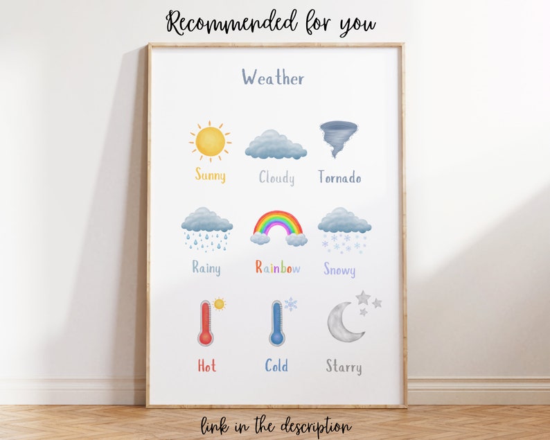 12 Weather Flashcards Toddler Flashcards Montessori - Etsy