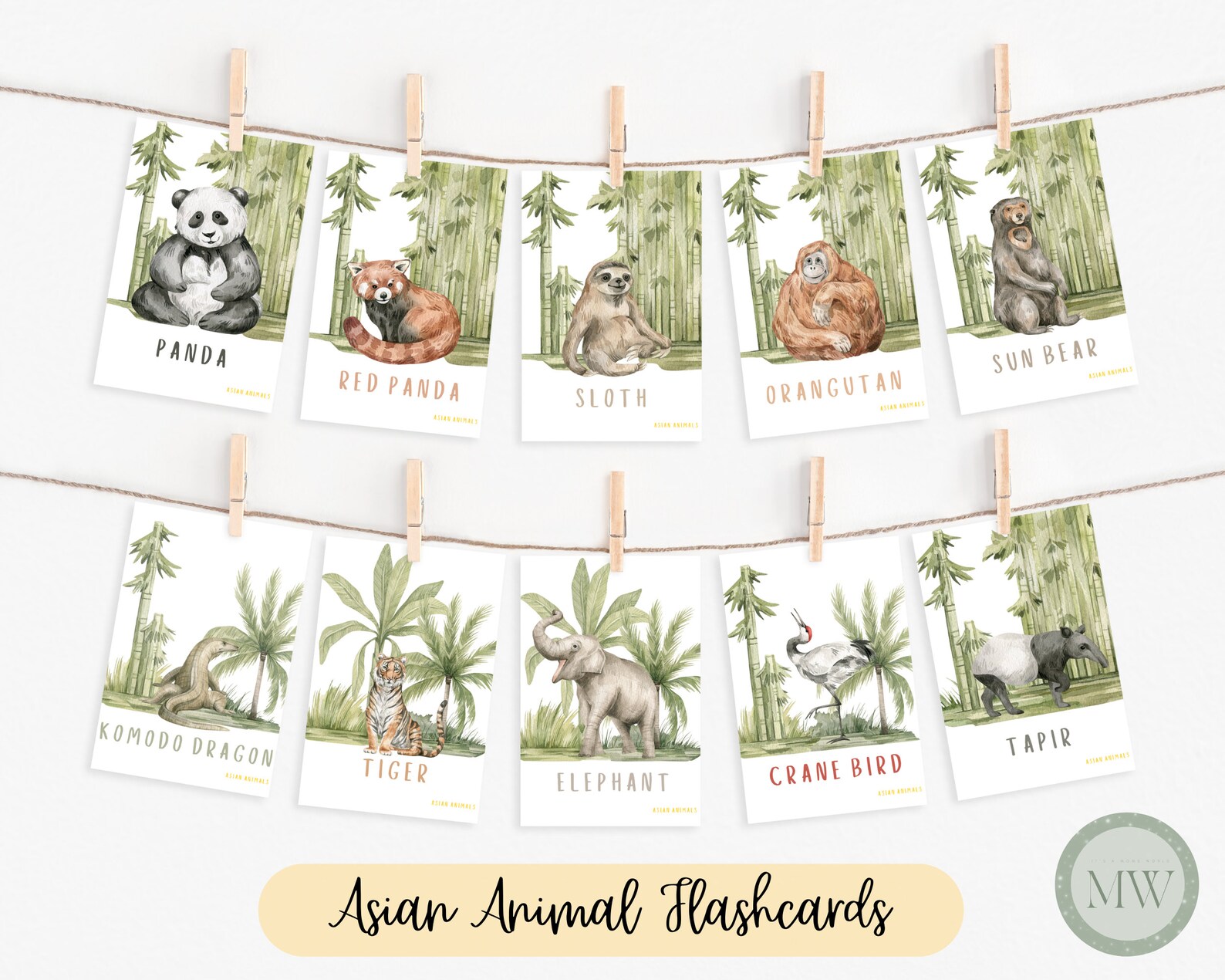 Printable Animal Flashcards Asian Animal Flashcards Kids Flashcards ...