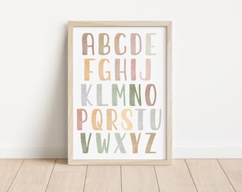Rainbow Alphabet Poster, Handwriting Chart Print, Educational Wall Art ...