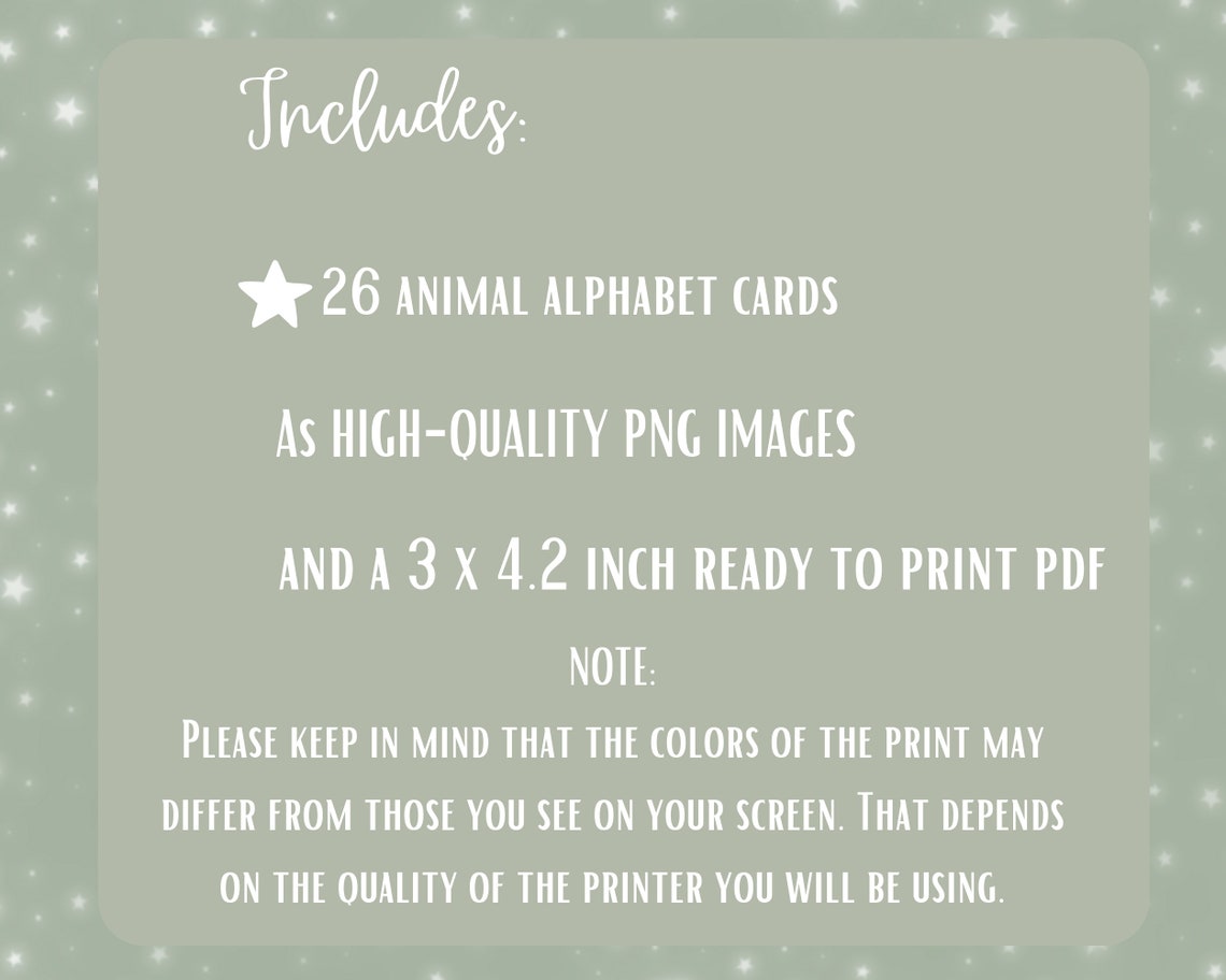 26 Animal Flash Cards Alphabet Flashcards Toddler - Etsy