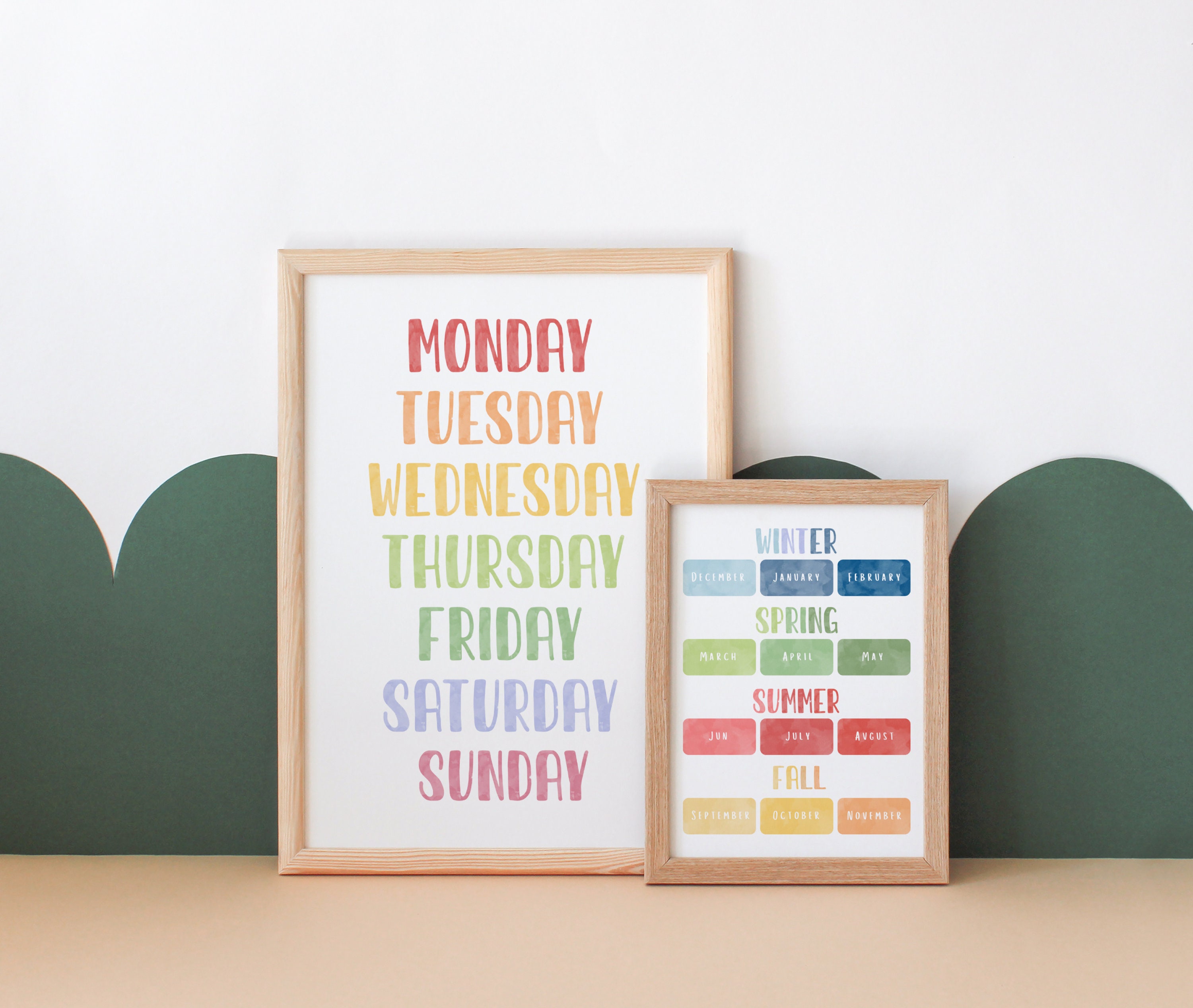 Set of 2 Educational Posters Montessori Posters Rainbow Playroom ...