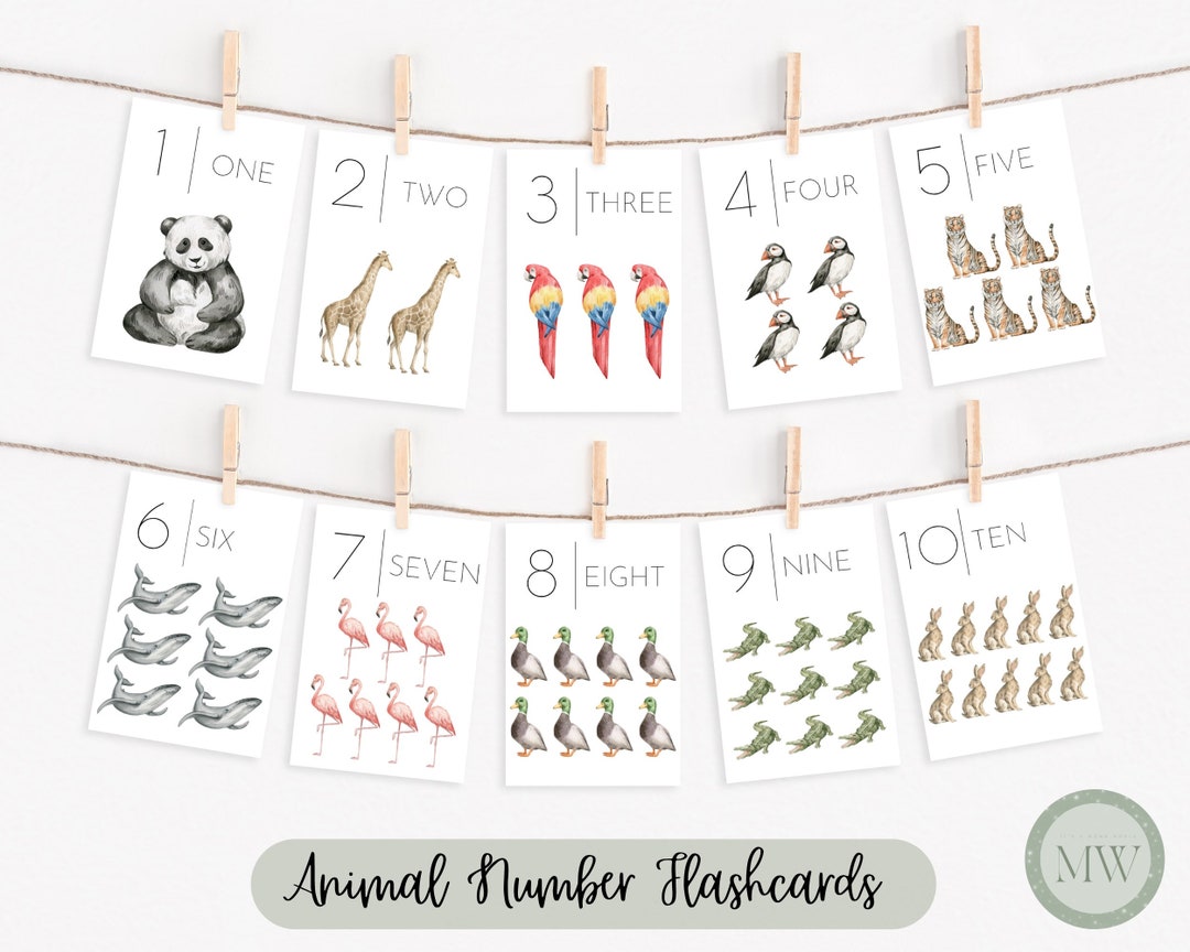 Printable Animal Flashcards Numbers Flashcards Animal Flashcards ...