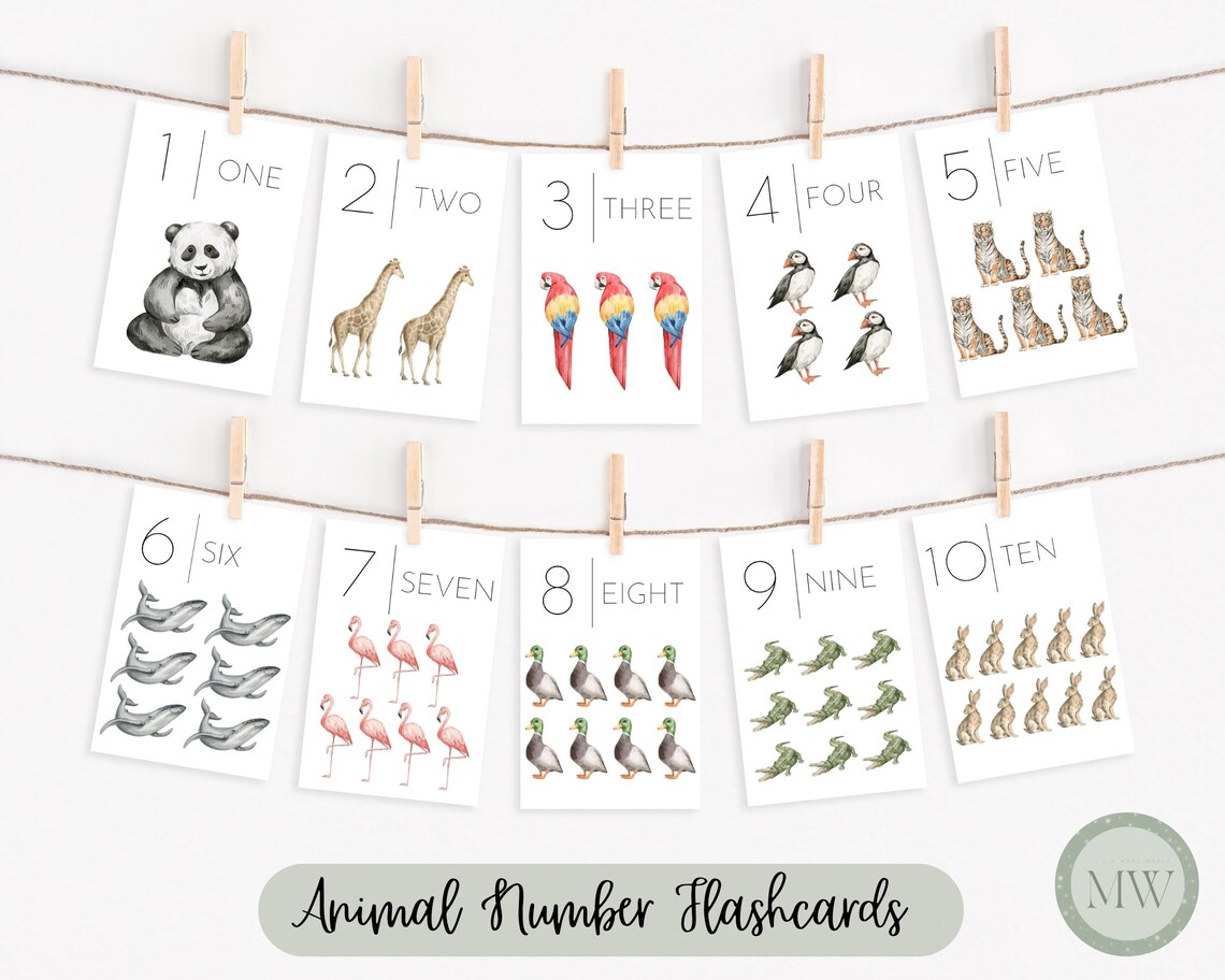 Printable Animal Flashcards Numbers Flashcards Animal Flashcards ...