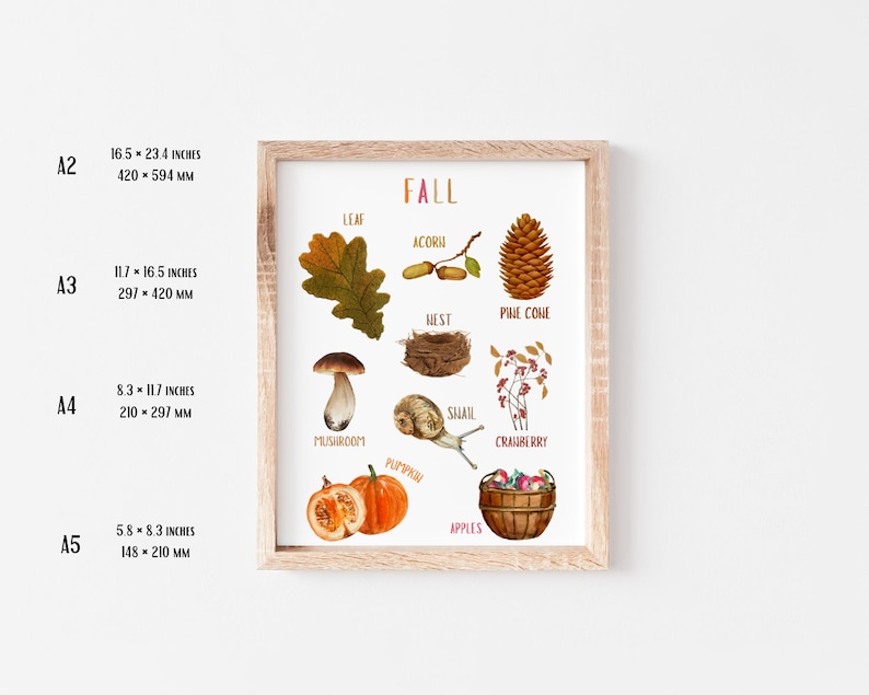 Fall Poster Seasons Poster Kids Wall Art Educational Poster Classroom ...
