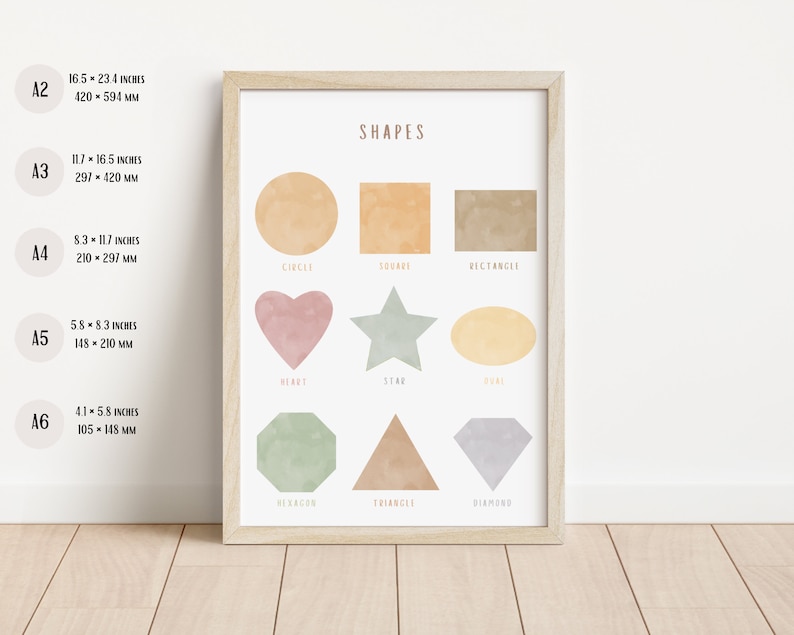 Shapes Poster Preschool Math Poster Boho Math Classroom - Etsy