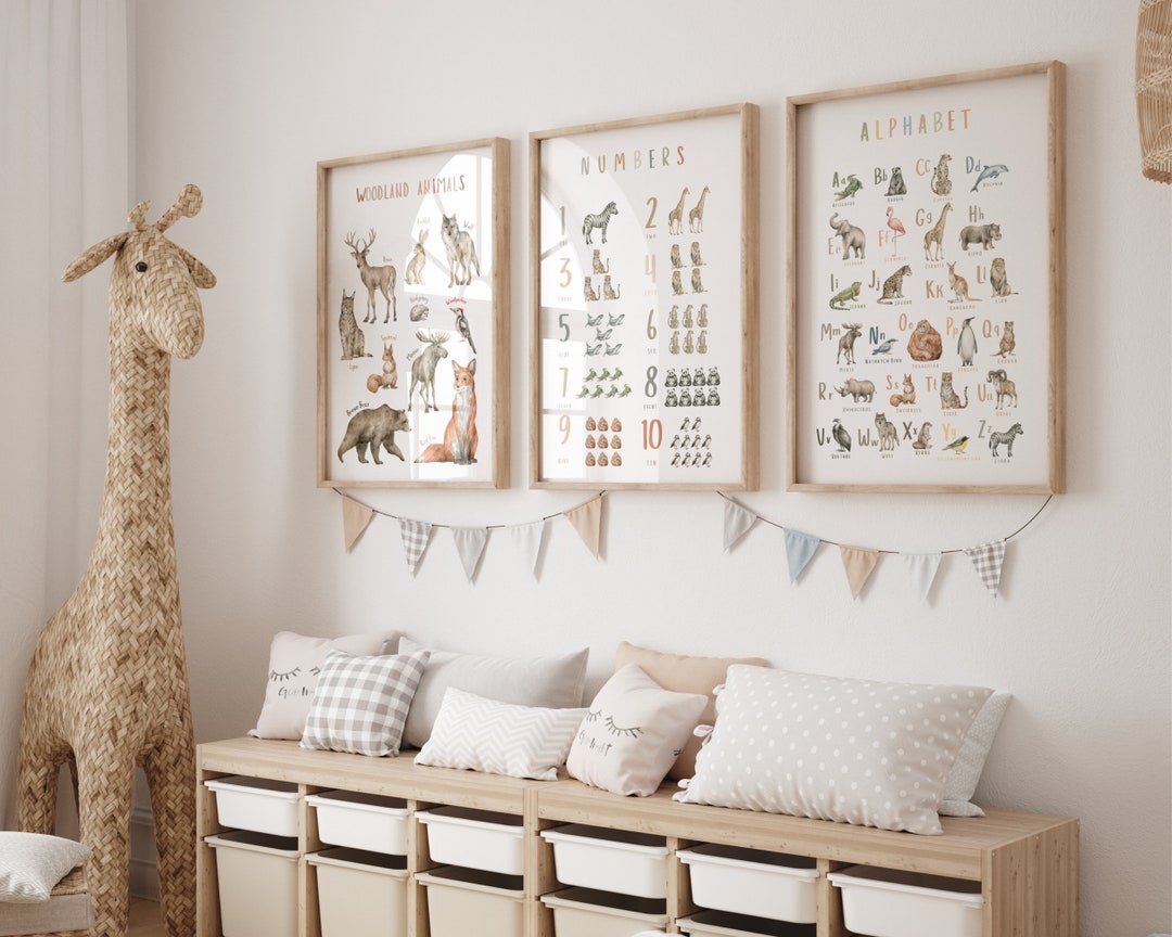 Set of 3 Educational Posters | ABC Poster | Alphabet Poster | Animal ...