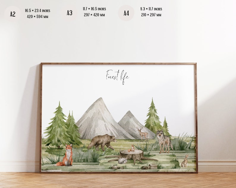 Animal Poster Kids Wall Art Woodland Poster Forest Animals Poster ...