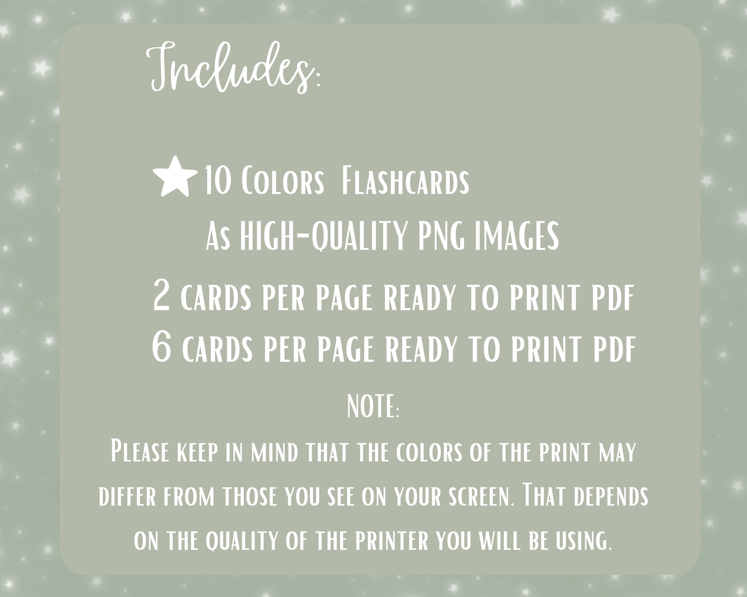 10 Colors Flashcards 3 Part Cards Ready to Print - Etsy