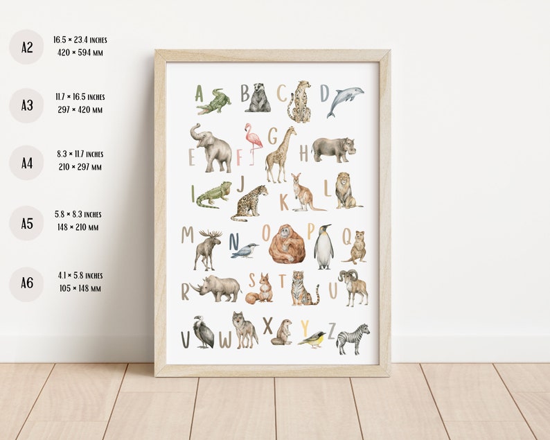 Alphabet Poster ABC Poster Animal Alphabet Poster Educational Poster ...