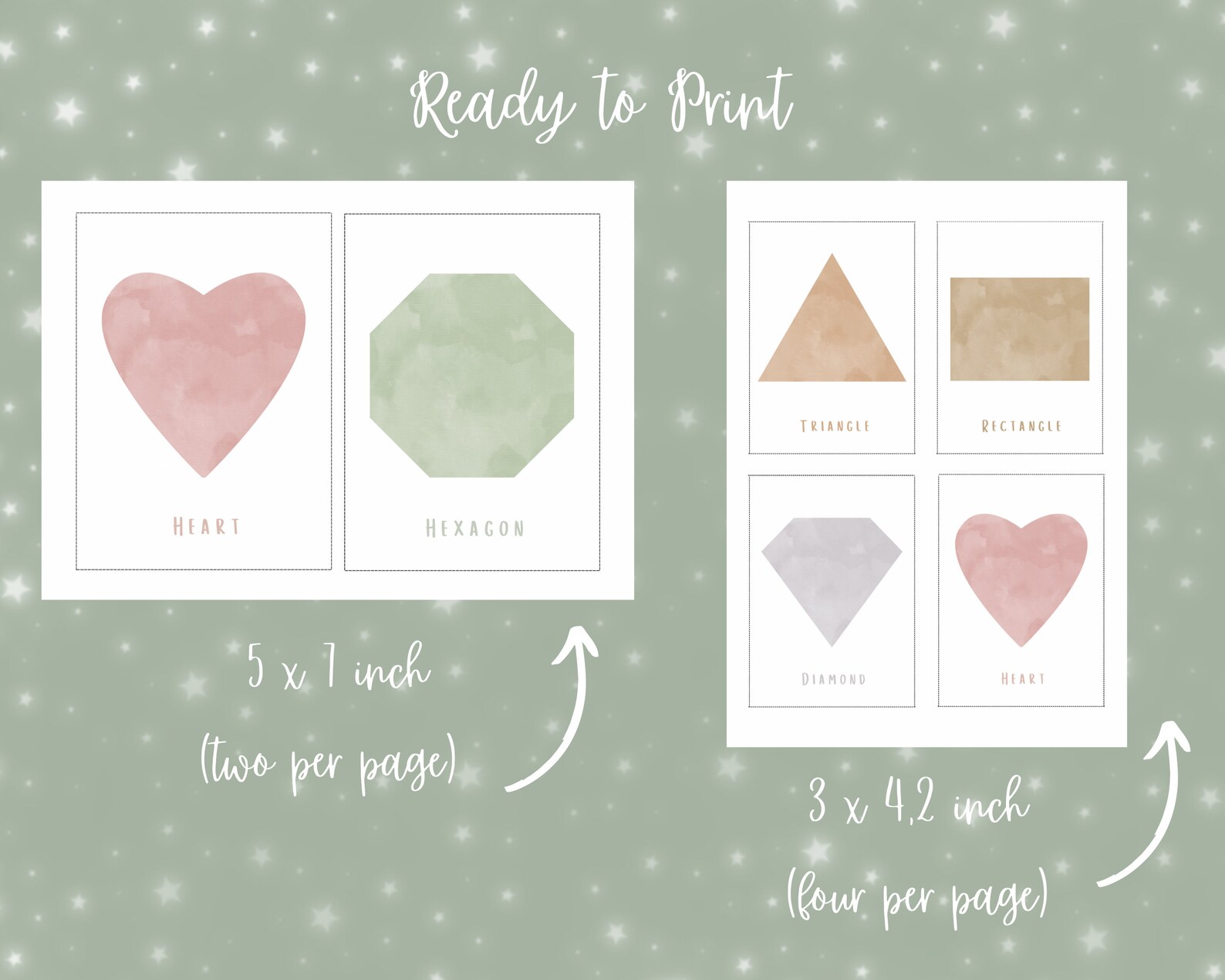 10 Shapes Flashcards | Math Flashcards | Neutral Playroom Decor | Boho ...