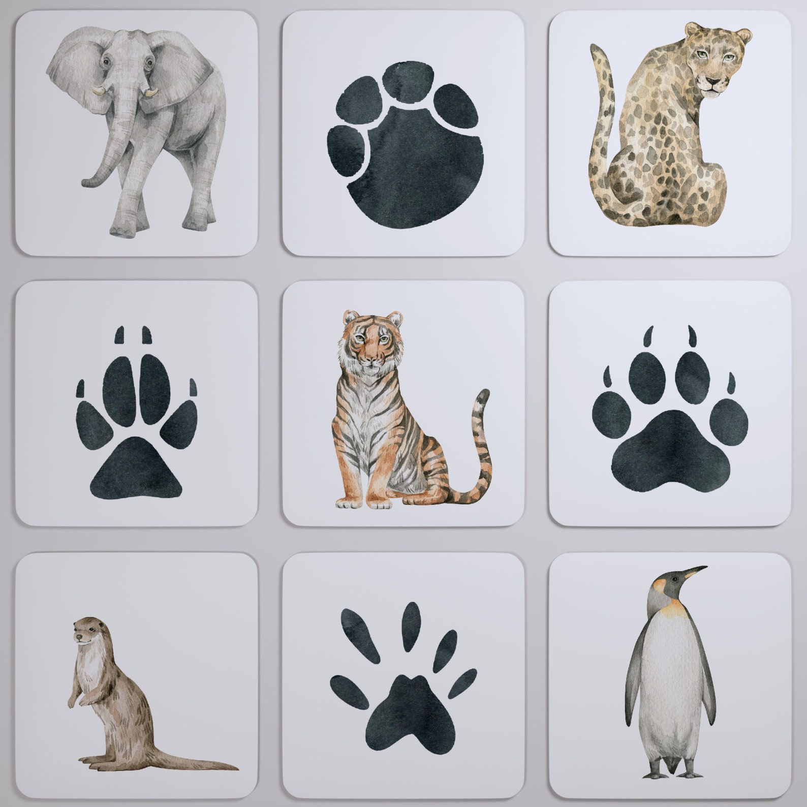 56 Printable Animal Flashcards Animals and Animal Tracks Matching Cards ...