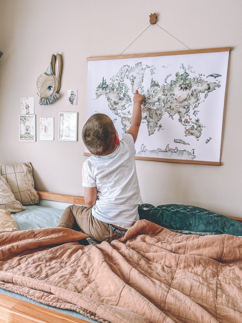 Kids World Map | Playroom Wall Art | Homeschool Decor | Classroom Decor ...