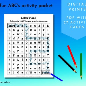 Alphabet Letter Maze Worksheets - Etsy