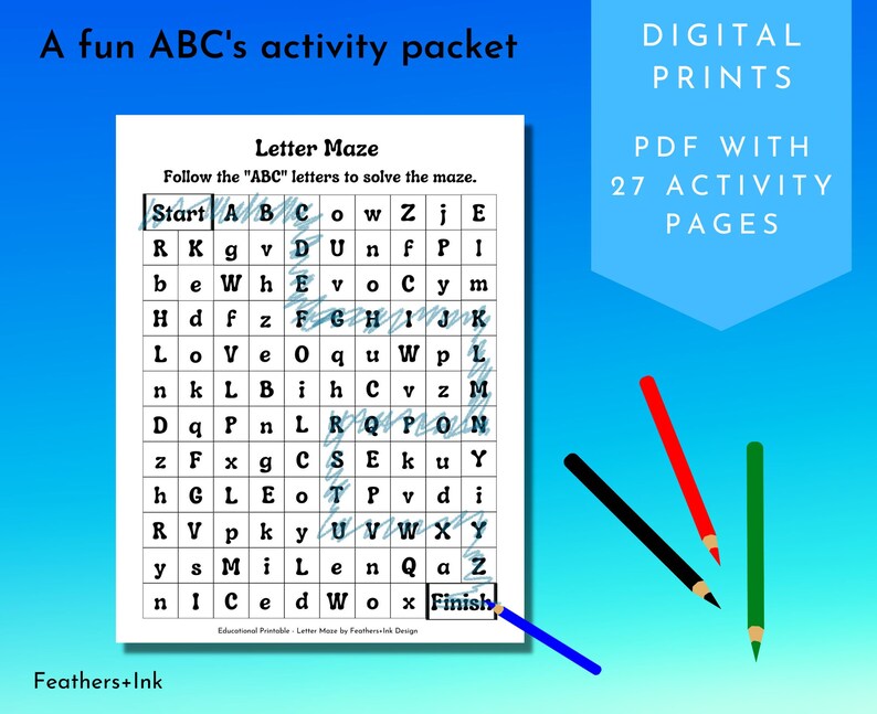 Alphabet Letter Maze Worksheets - Etsy