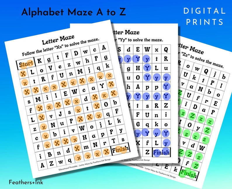 Alphabet Letter Maze Worksheets - Etsy