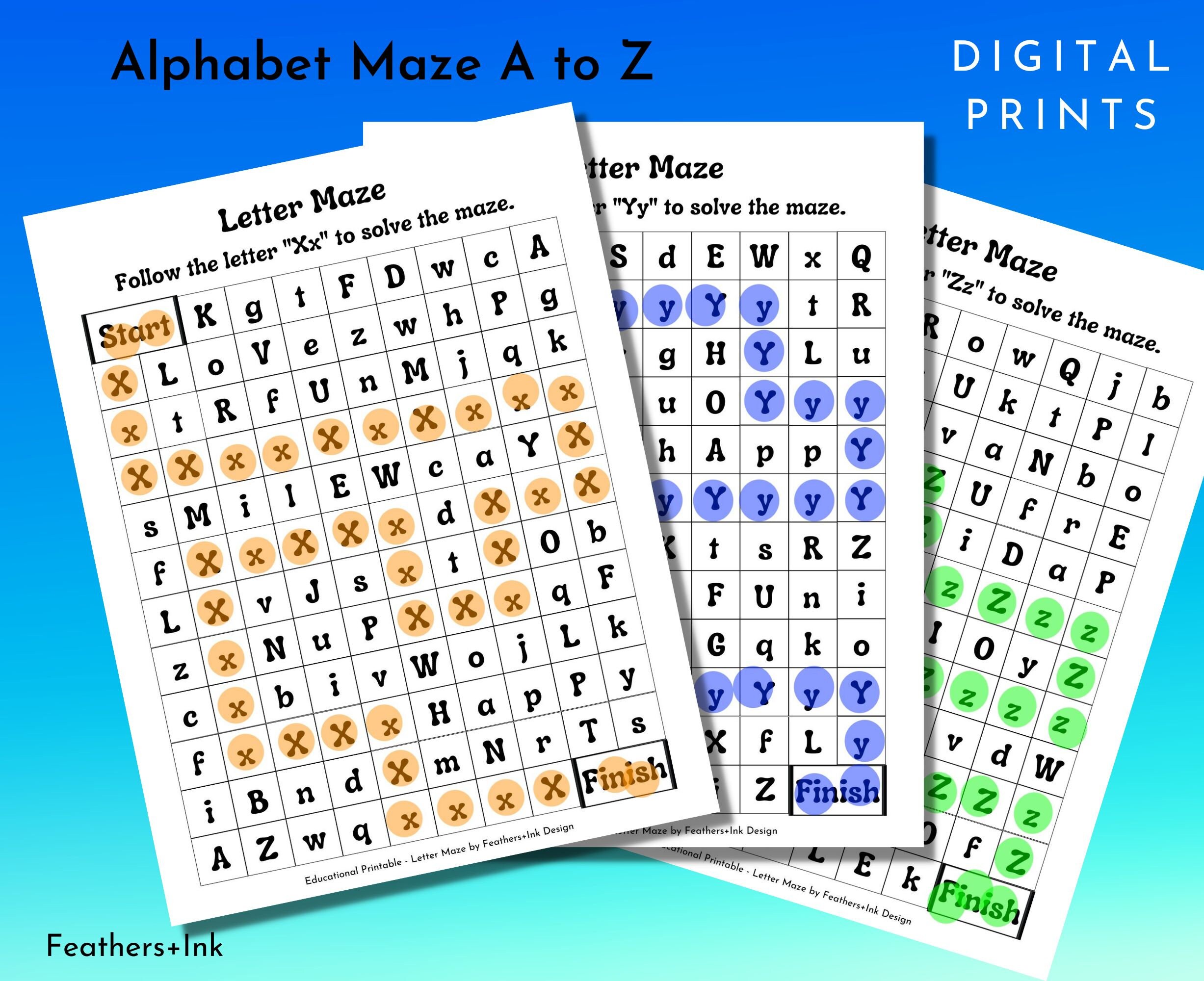Alphabet Letter Maze Worksheets - Etsy