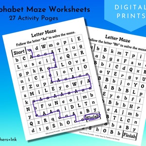 Alphabet Letter Maze Worksheets - Etsy