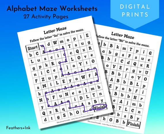 Alphabet Letter Maze Worksheets - Etsy