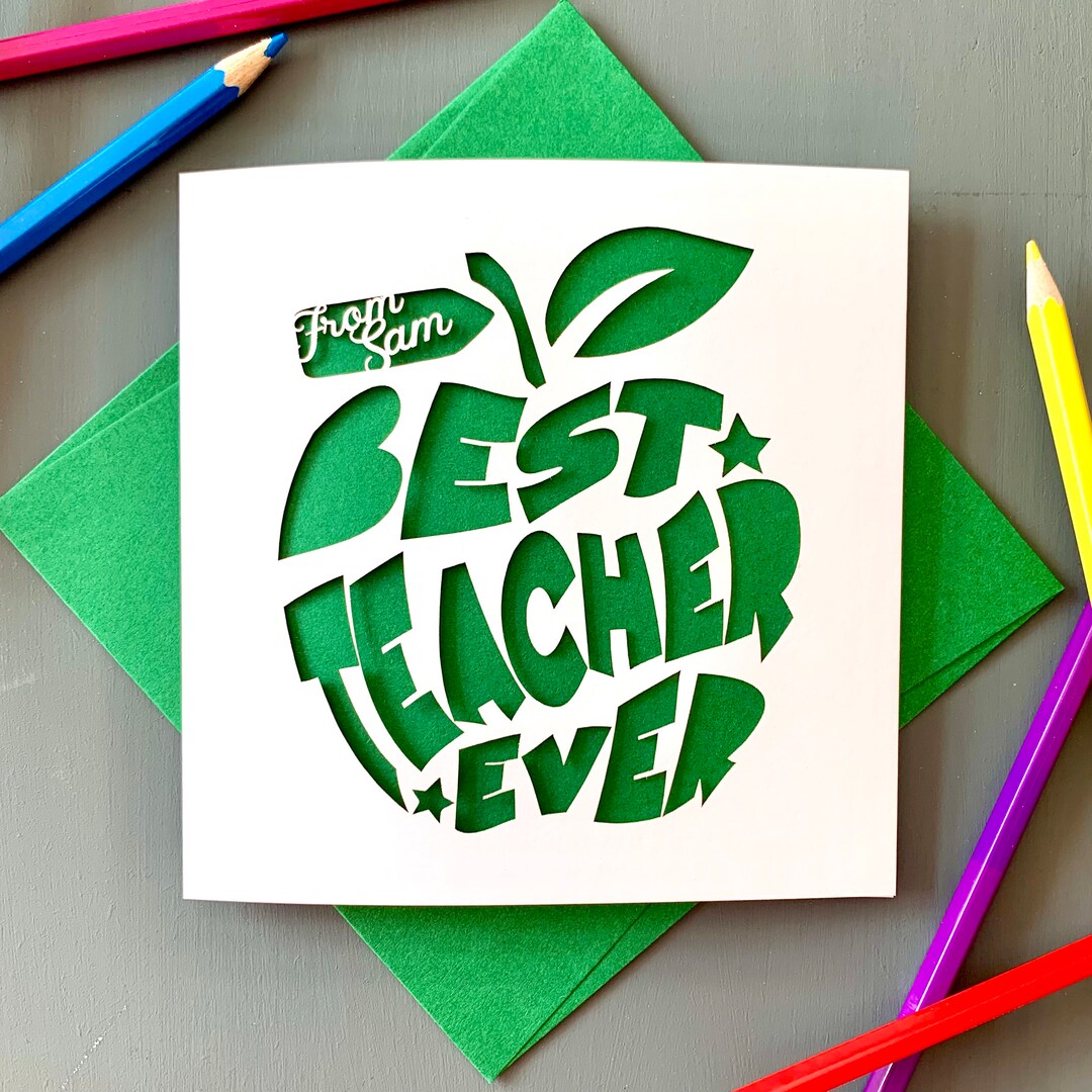 Apple Personalised Teacher Thank You Card - Etsy