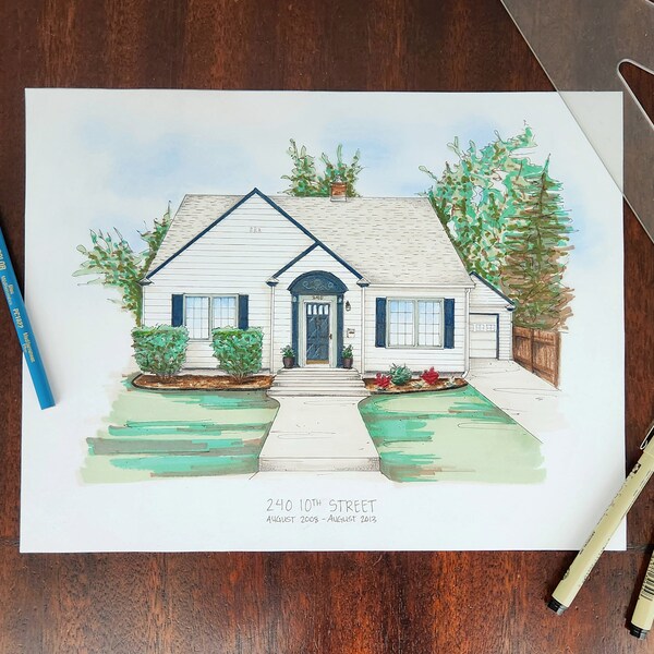 Hand Drawn House - Etsy