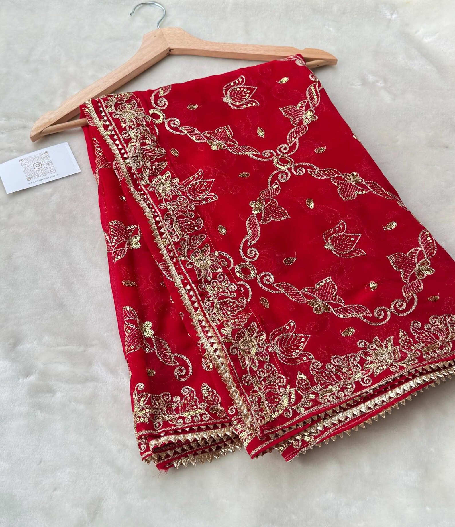 Vintage Style Dupatta, Gorgette Duppata With Sequin Golden Work ...