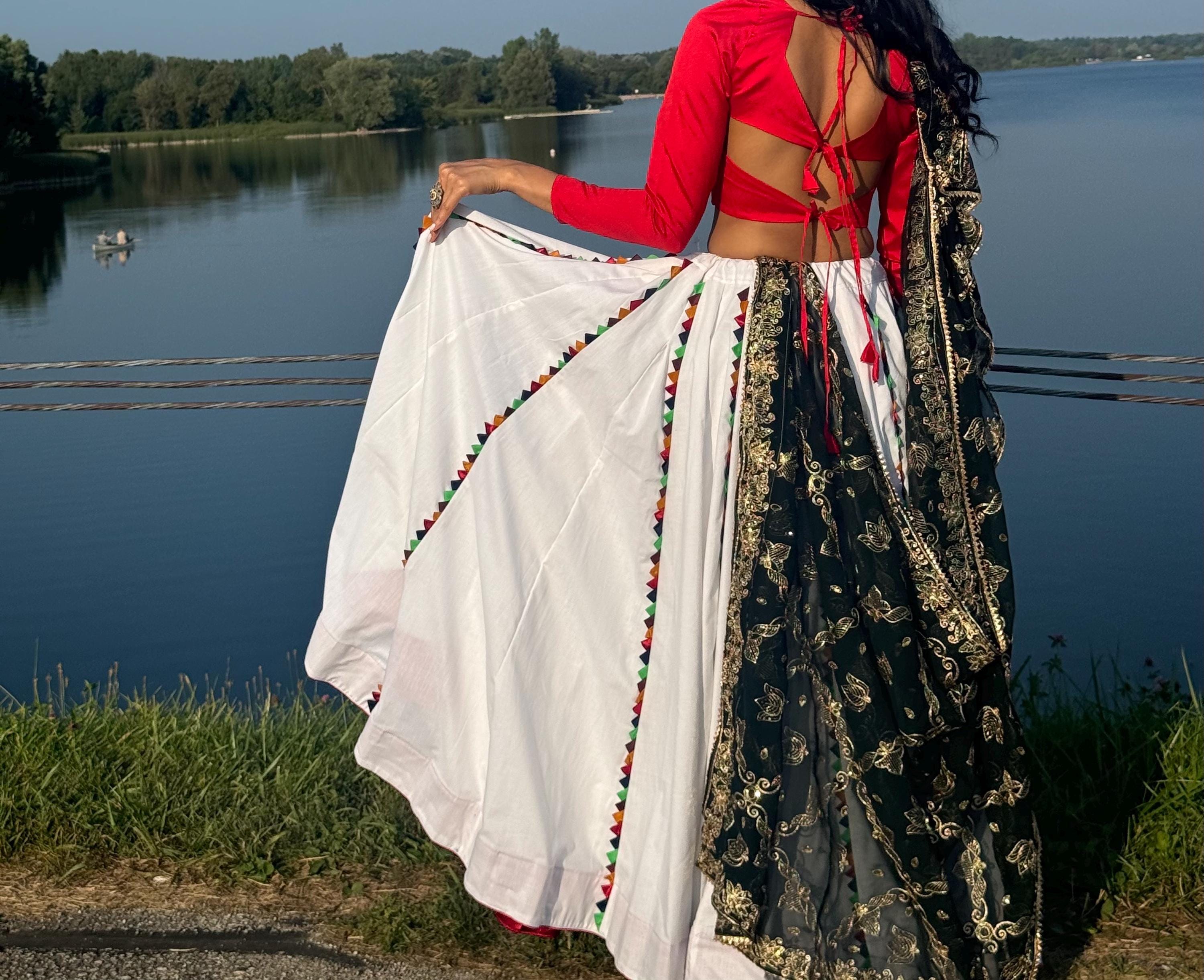 Designer Red & White Navaratri Chaniya Choli/lehenga Choli Set With ...